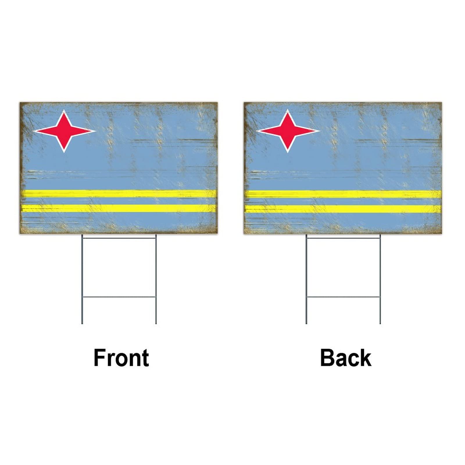 Autravelco Aruba Lawn Signs with Stakes 12x18 Inch State Map Flag Customized Yard Signs with Stakes for House Rent Lawn Decoration Props
