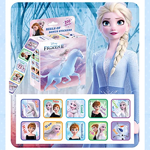 3 Pack Frozen Kids Sticker in 30 Designs,600 Pcs 1-1/2 Inch Self Adhesive Label Roll Stickers for Kids and Teacher(Princess )