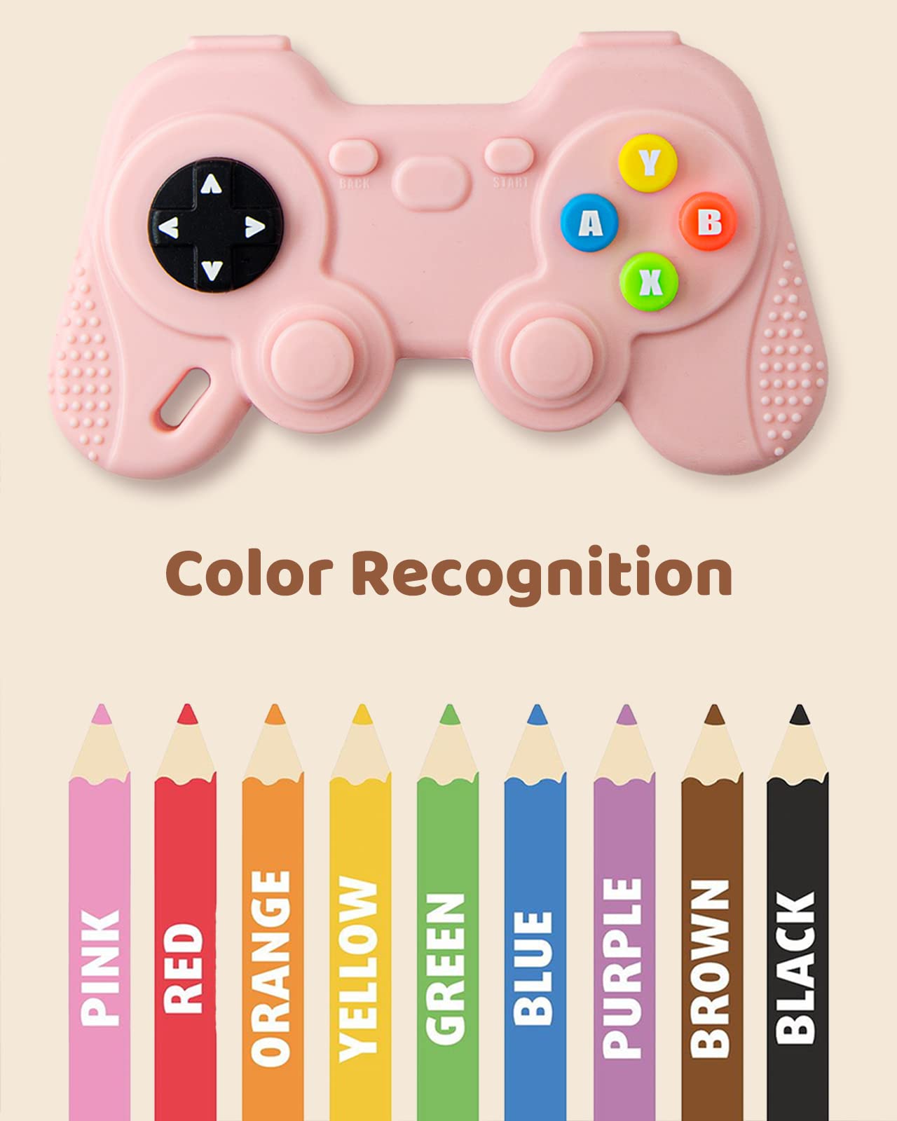 2 Packs Baby Teething Toy, Silicone Game Controller Teethers for Babies 6-12 Months, Baby Chew Toys for Sucking Needs, BPA Free