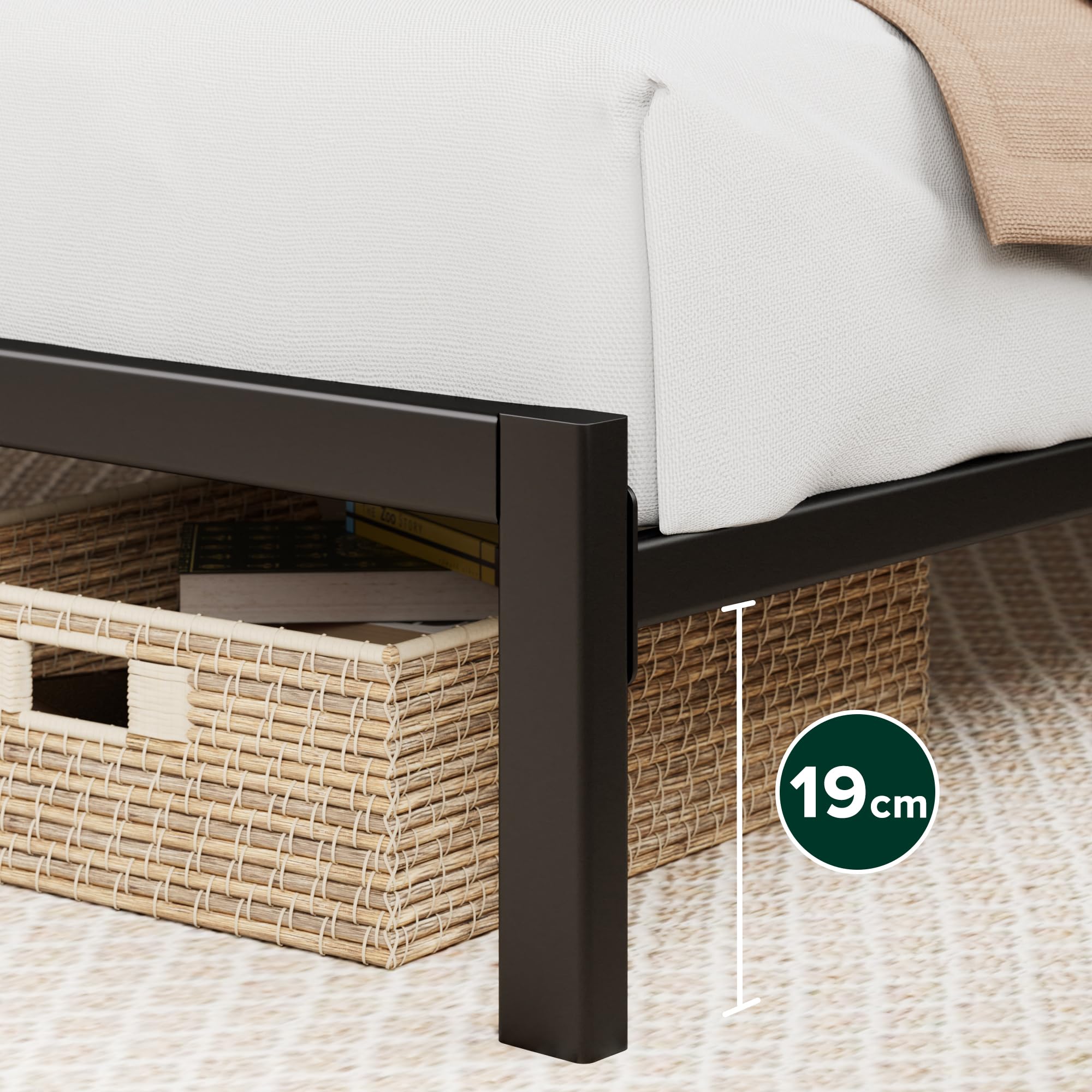 Bundle of Zinus Kai Bamboo and Metal Platform Bed Frame with Headboard / No Box Spring Needed / Easy Assembly, Twin + Zinus Memory Foam 5 Inch Bunk Bed / Trundle Bed / Day Bed / Twin Mattress, Blue
