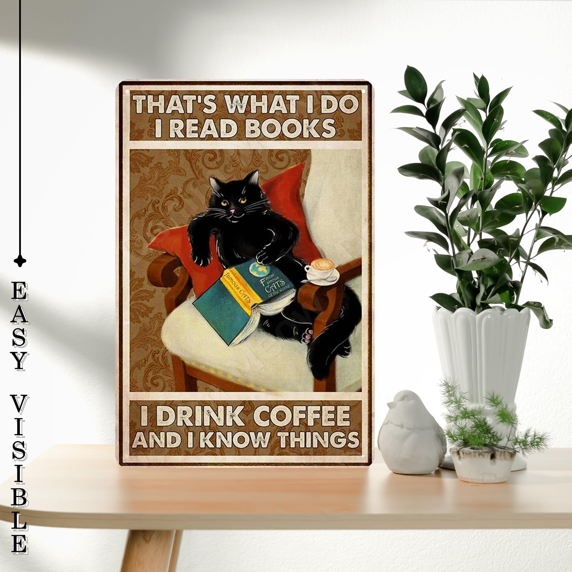 Black Cat Decor - 8x12 Cute Tins Black Cat Gifts - Black Panther Wall Art Black Cat Decorations for The Home - What Matters Most is How You See Yourself