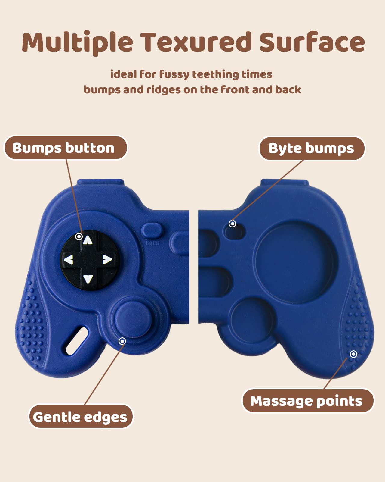 2 Packs Baby Teething Toy, Silicone Game Controller Teethers for Babies 6-12 Months, Baby Chew Toys for Sucking Needs, BPA Free
