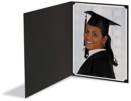 25 Pack Black Certificate Holders, Diploma Holders, Document Covers with Gold Foil Border, by Better Office Products, for Letter Size Paper, 25 Count, Black