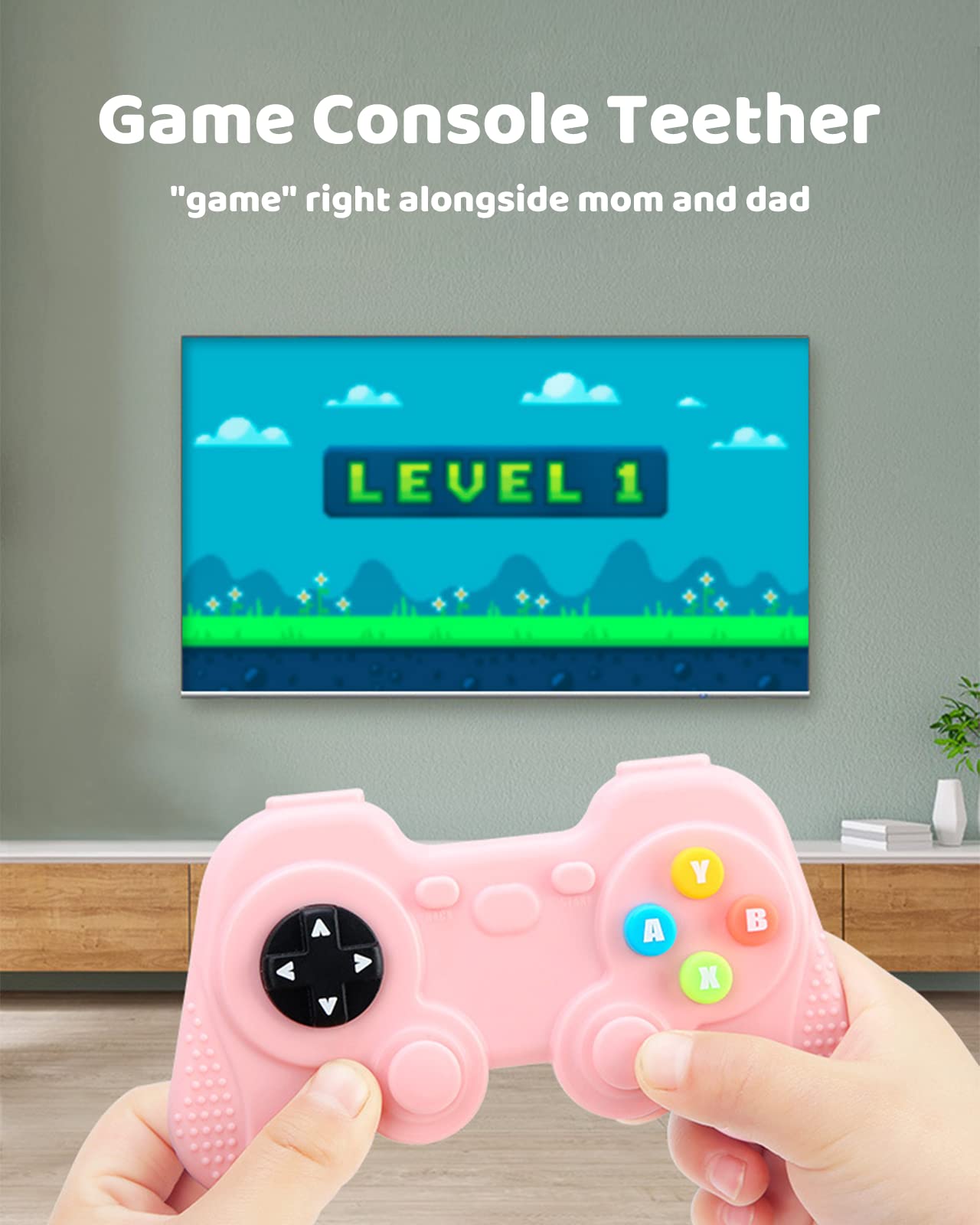 2 Packs Baby Teething Toy, Silicone Game Controller Teethers for Babies 6-12 Months, Baby Chew Toys for Sucking Needs, BPA Free