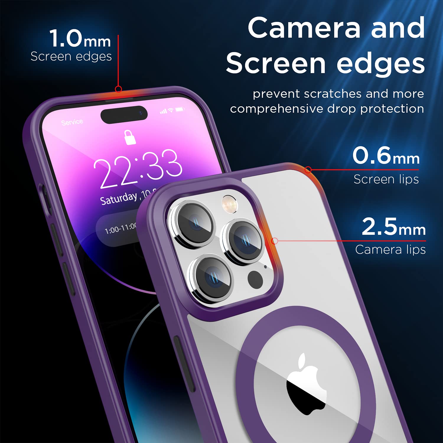 SUCGLES for iPhone 14 Pro Max Case with MagSafe [Ultra Strong Magnetic] [12FT Military Drop Protection] [Shockproof Bumper] Slim Thin Mag Safe Promax Phone Cover for Apple 14pro Max (Deep Purple)