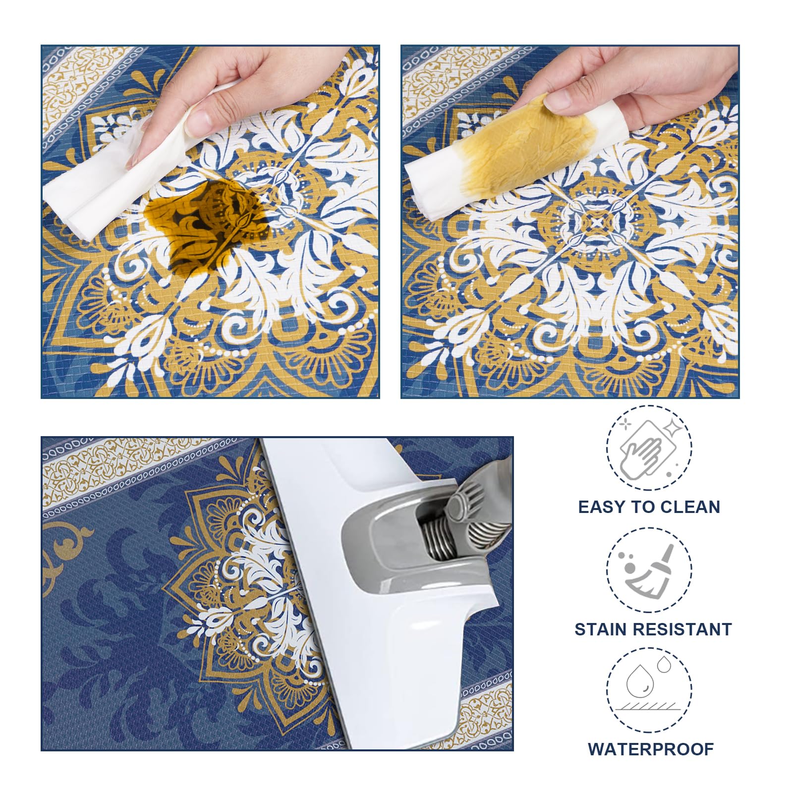 FRAMICS Boho Kitchen Rugs and Mats Sets of 2 Anti-Fatigue Kitchen Mats for Floor Memory Foam Cushioned Non Slip Kitchen Mats PVC Waterproof Kitchen Rugs for Sink Laundry Hallway Standing