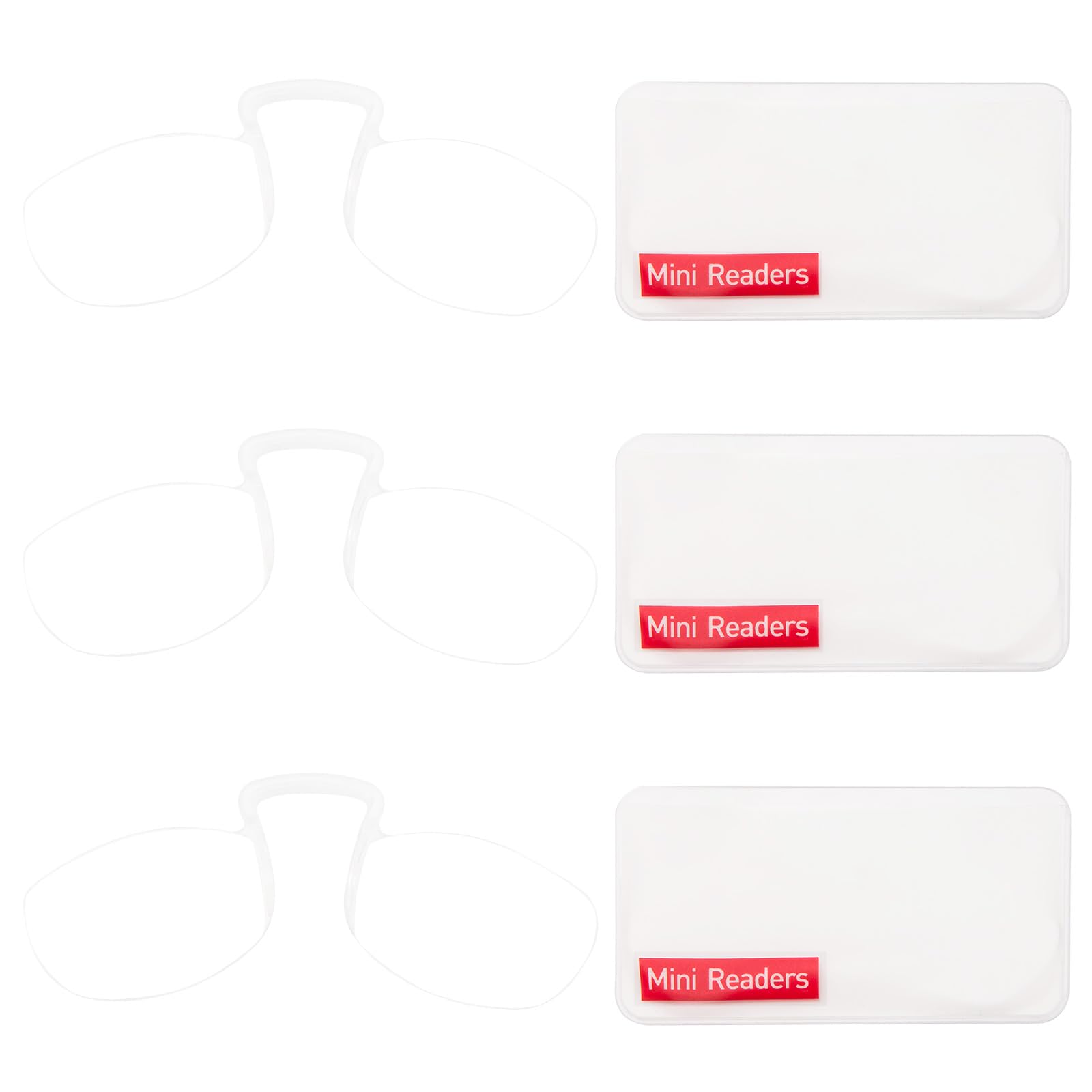 DXYXYO Armless Thin Reading Glasses for Men and Women Mini Lightweight Legless Clip on Nose Readers 3 Pack, +1.5