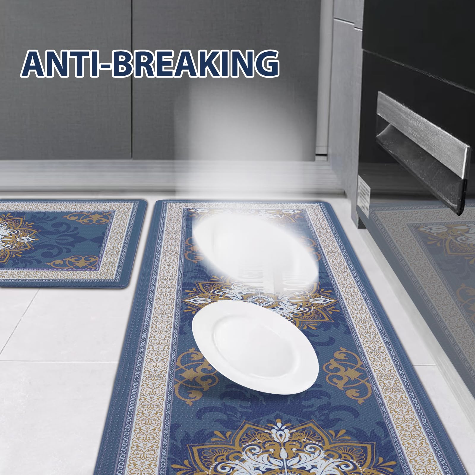 FRAMICS Boho Kitchen Rugs and Mats Sets of 2 Anti-Fatigue Kitchen Mats for Floor Memory Foam Cushioned Non Slip Kitchen Mats PVC Waterproof Kitchen Rugs for Sink Laundry Hallway Standing