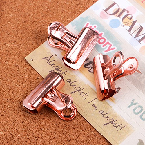 Yalis Push Pins Clips 15-Count, Pinning No Holes for Paper, Creative Paper Clips with Tack for Cork Board and Photo Wall ( Rose Gold)