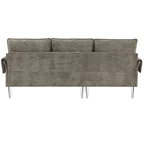 ERYE 84" L-Shaped Upholstered Corner Sofa Convertible Sectional Sofa & Couch,Modern Chenille Upholstery Couch with Reversible Chaise and 2 Pillows for Home Apartment Office Living Room