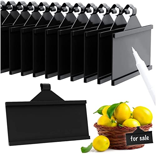 Black Bin Labels for Storage Bins Basket Labels Clip On Includes Chalkboard Marker Best Value Pantry Organization Label Clips Easy Removable Clips Pantry Labels Tags for Baskets (60)