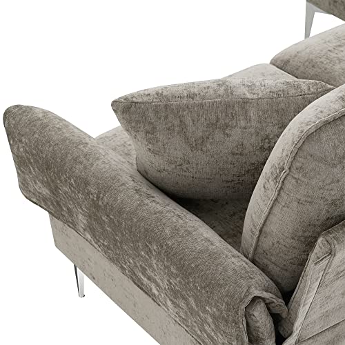 ERYE 84" L-Shaped Upholstered Corner Sofa Convertible Sectional Sofa & Couch,Modern Chenille Upholstery Couch with Reversible Chaise and 2 Pillows for Home Apartment Office Living Room
