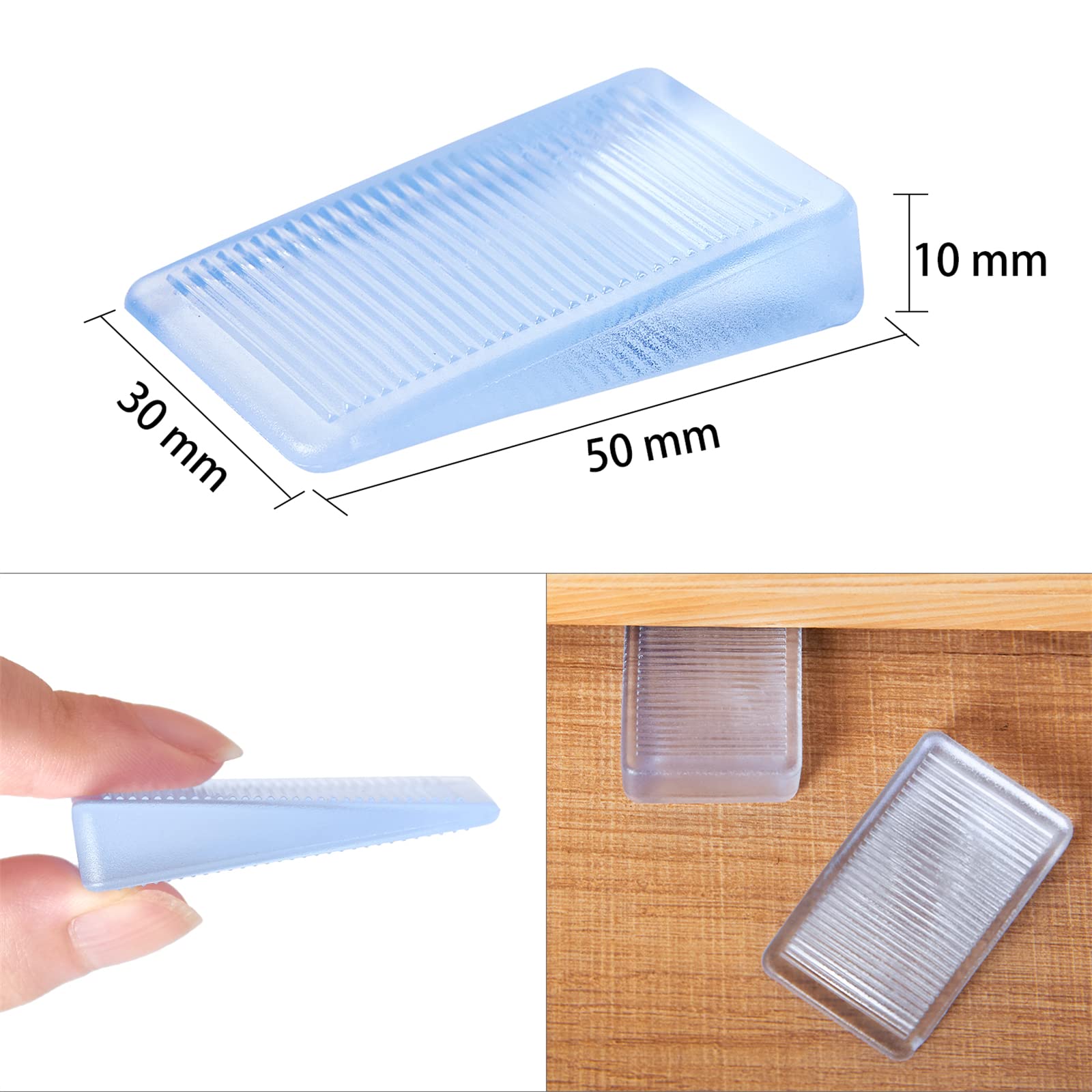 ZZRANYE 8 Pcs Rubbery Clear Table & Bed Leveling Wedges, Home Improvement Kit with Toilet & Hot Tub Shims, DIY Wedge Levelers (10mm)