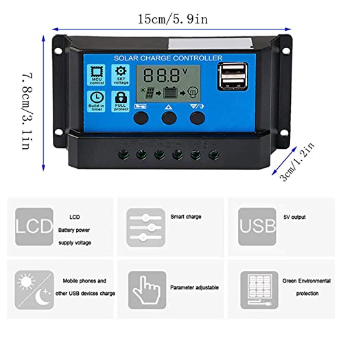 Solar Regulator, Solar Controller LCD Display Power Off Memory PWM for Industry (40A)