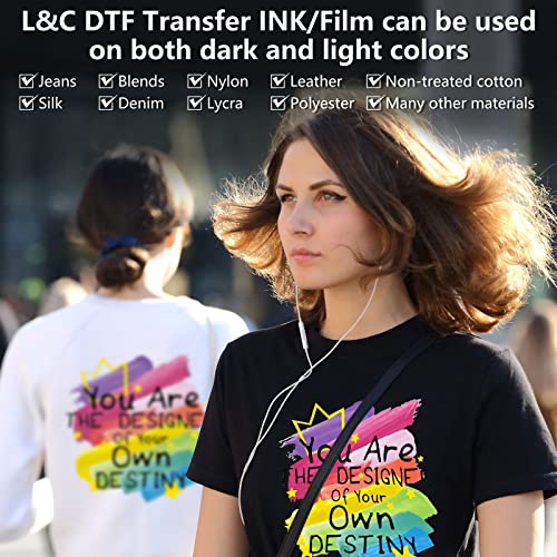 L&C Premium DTF Ink, DTF Transfer Ink Refill for epson L1800 et-8550 xp15000 DTF Printers, Heat Transfer Film Printing Ink Set 200ml X 5