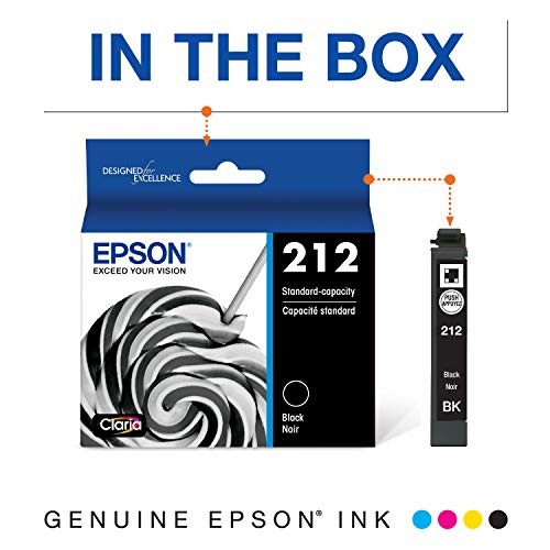 EPSON T212 Claria -Ink Standard Capacity Black -Cartridge (T212120-S) for select Epson Expression and WorkForce Printers