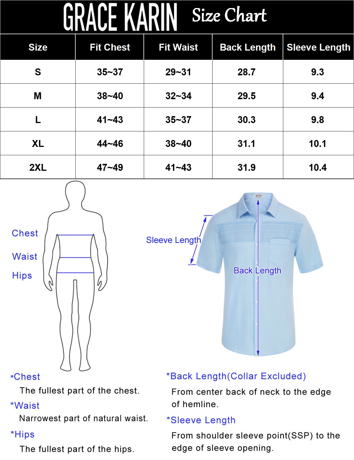 GRACE KARIN Men's Hawaiian Cotton Linen Shirts Casual Button Down Tropical Holiday Beach Shirts Black L