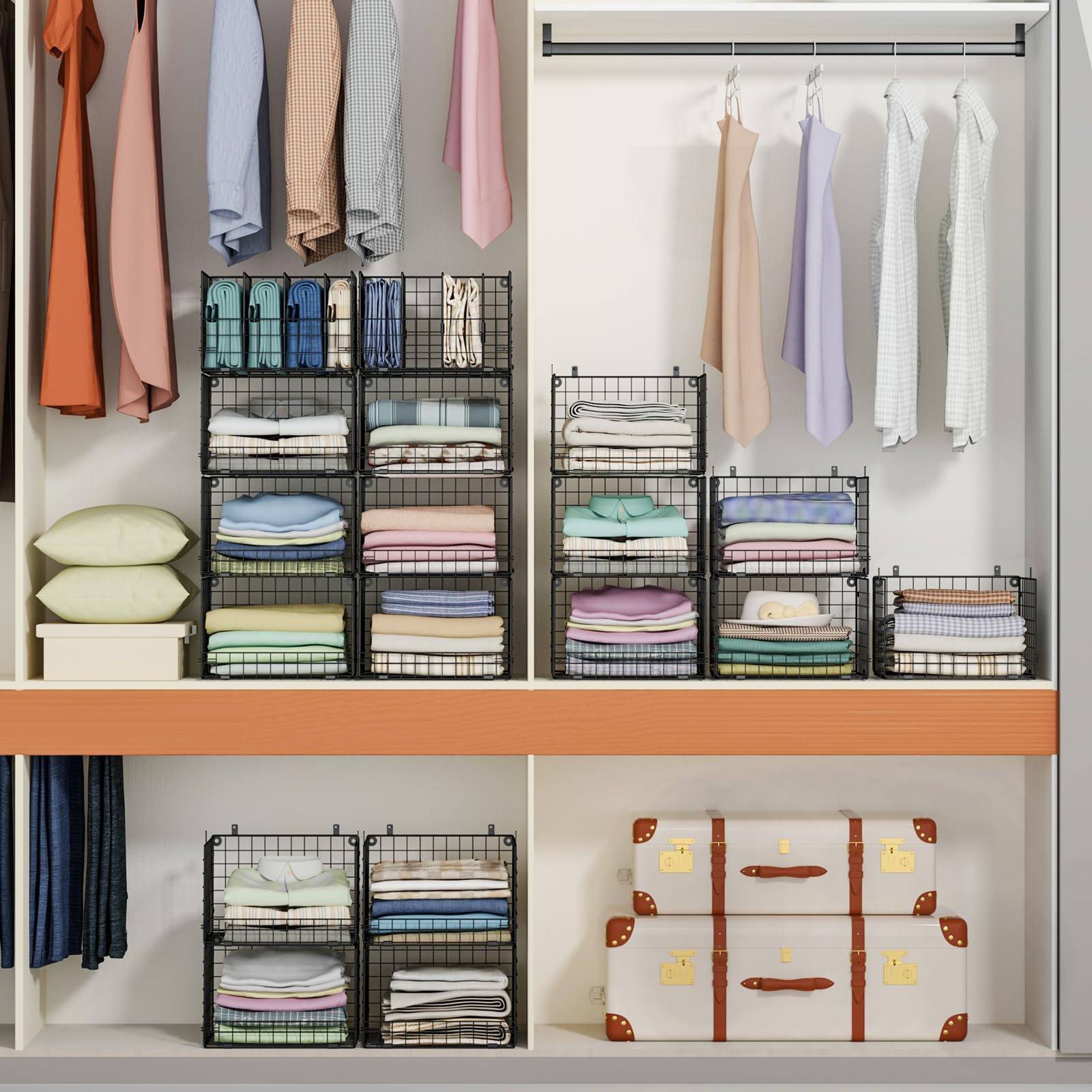 JKsmart 4-Shelf Modern Metal Closet Organizer with 3 Dividers for Storing Clothes, Boots, Towels, and More