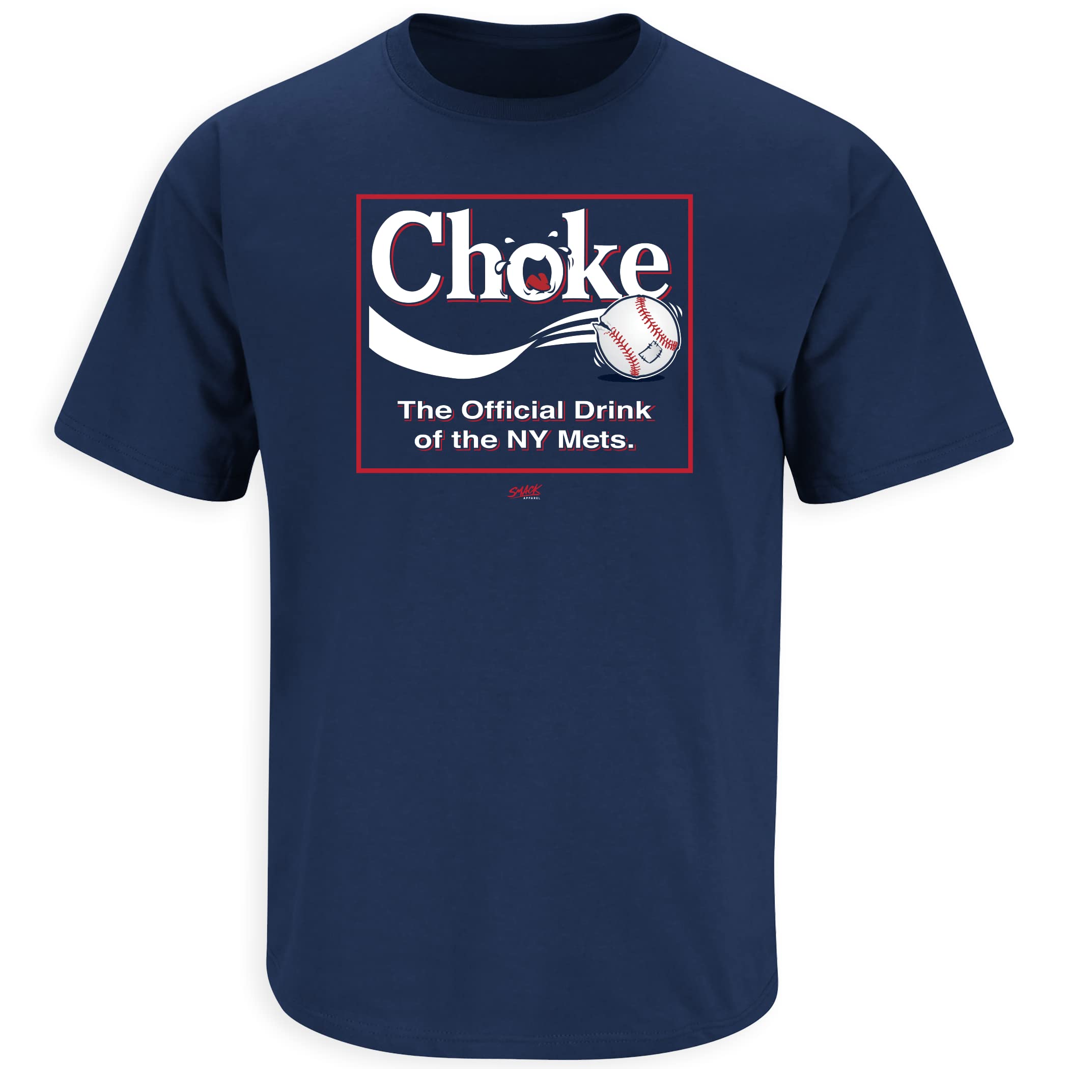 Choke - The Official Drink of NY Baseball T-Shirt for Atlanta Baseball Fans (SM-5XL) (Navy Short Sleeve, X-Large)