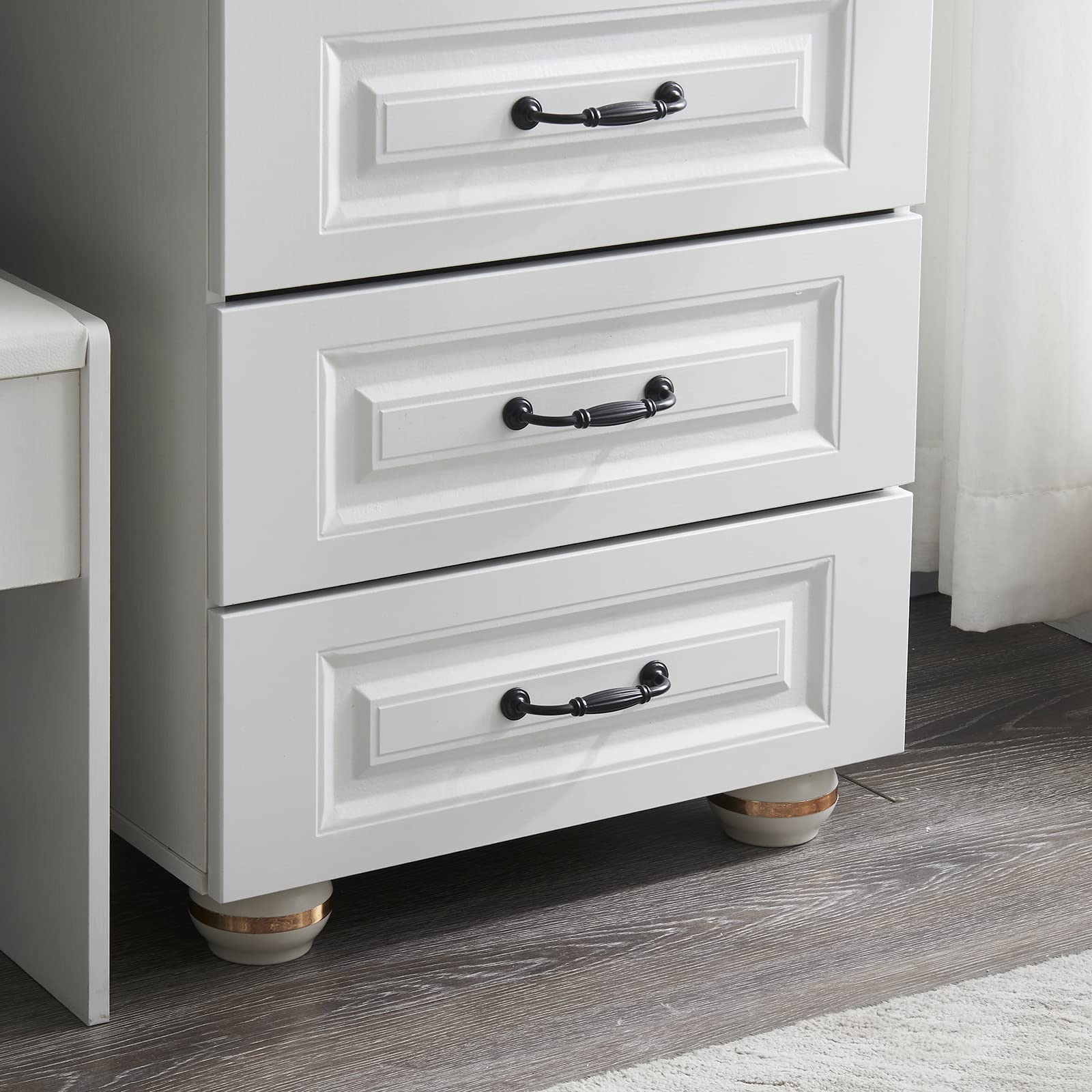Logimiz Vanity Desk with Mirror and Lights-3 Colors Dimmable Lights, Girls White Vanity Table with Drawers and Chair for Bedroom
