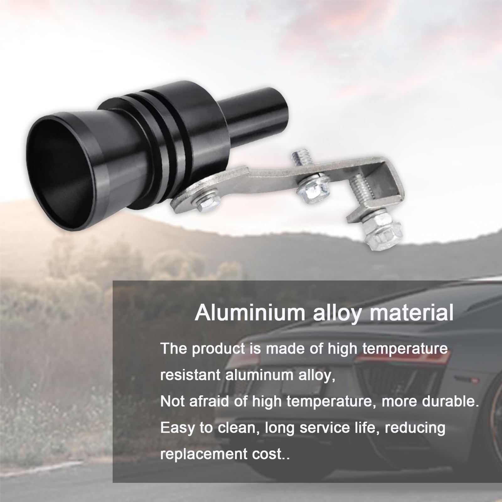 gunhunt 2 PCS Turbo Sound Whistle Simulator, 4.05" x 2.32" Car Roar Maker Tail Pipe Whistle, Universal Aluminum Turbo Sound Whistle Exhaust Muffler Sound Booster, Car Styling Accessories (Black)