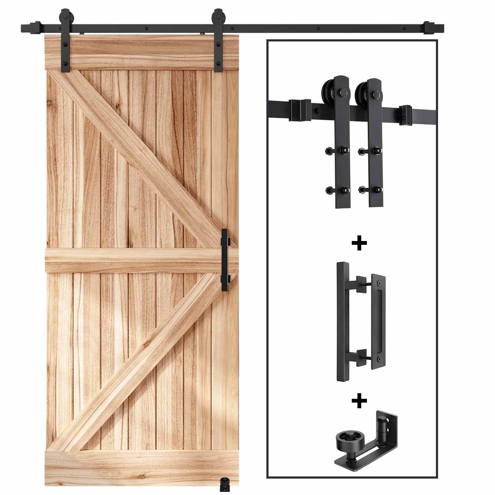 EaseLife 6.6 FT Sliding Barn Door Track and Handle Hardware Kit,Heavy Duty,Straight Pulley,Slide Smoothly Quietly,Easy Install (6.6FT Track Kit for 36"~40" Wide Single Door)