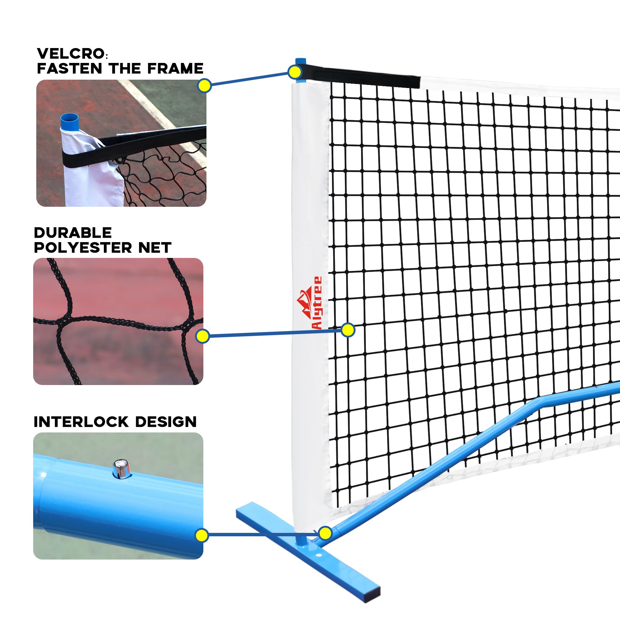 22 FT Pickleball Net Portable Outdoor Regulation Size and Adjustable Height, Pickleball Net System with Carrying Bag and Metal Frame for Driveway Backyard
