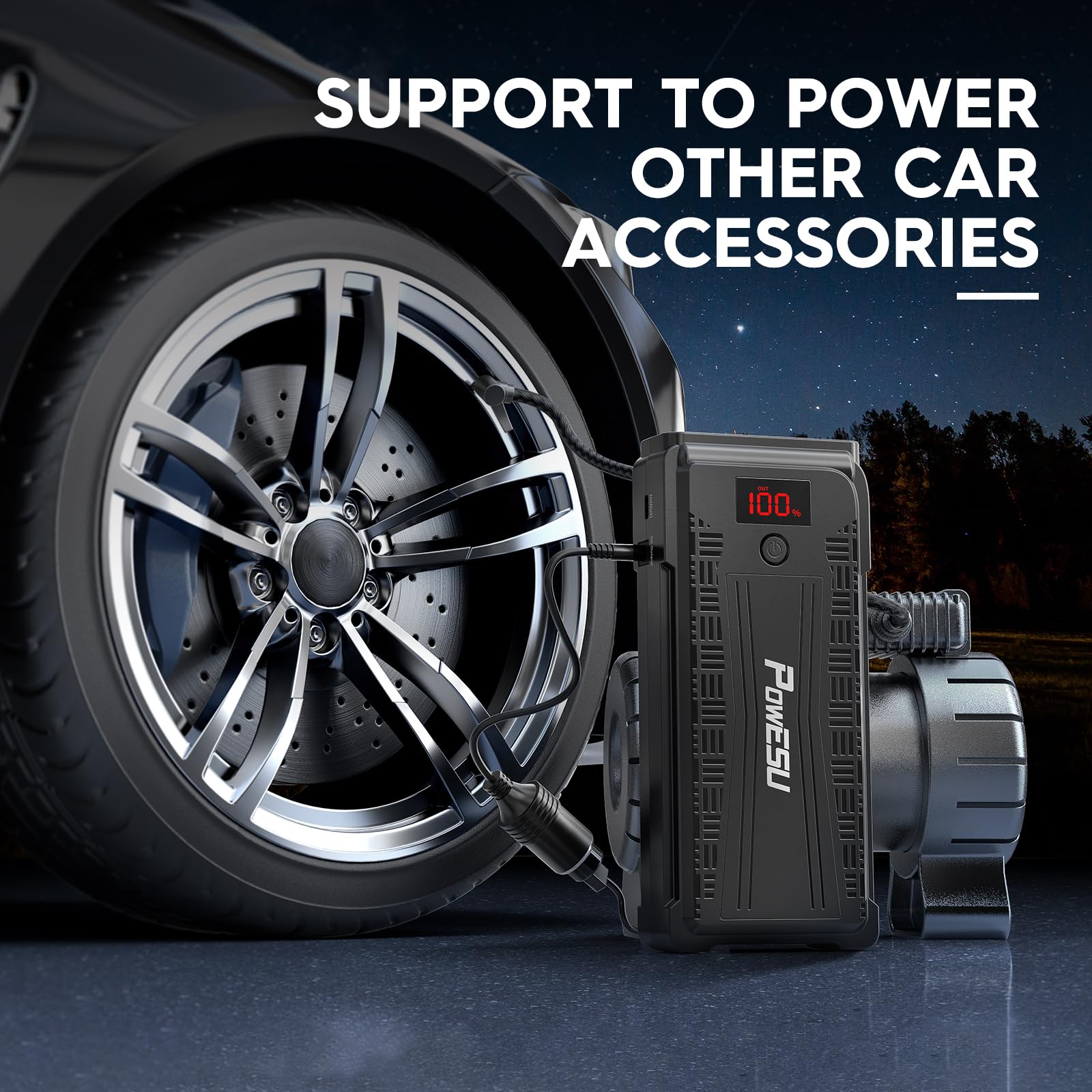 PowEsu Car Battery Jump Starter - 3000A Peak 12V Portable Battery Jump Starter(Up to 10.0L Gas or 8L Diesel Engine) Portable Power Bank with USB Quick Charge,LED Light