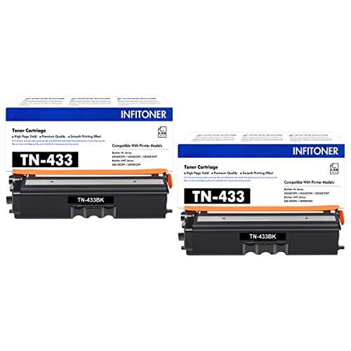 TN433BK Toner Cartridge 2-Pack Black High Yield Compatible Replacement for Brother TN433 TN-433 TN 433 for Brother MFC-L8900Cdw HL-L8360Cdw HL-L8260Cdw HL-L8360Cdwt 8900Cdw 8360Cdw Printer