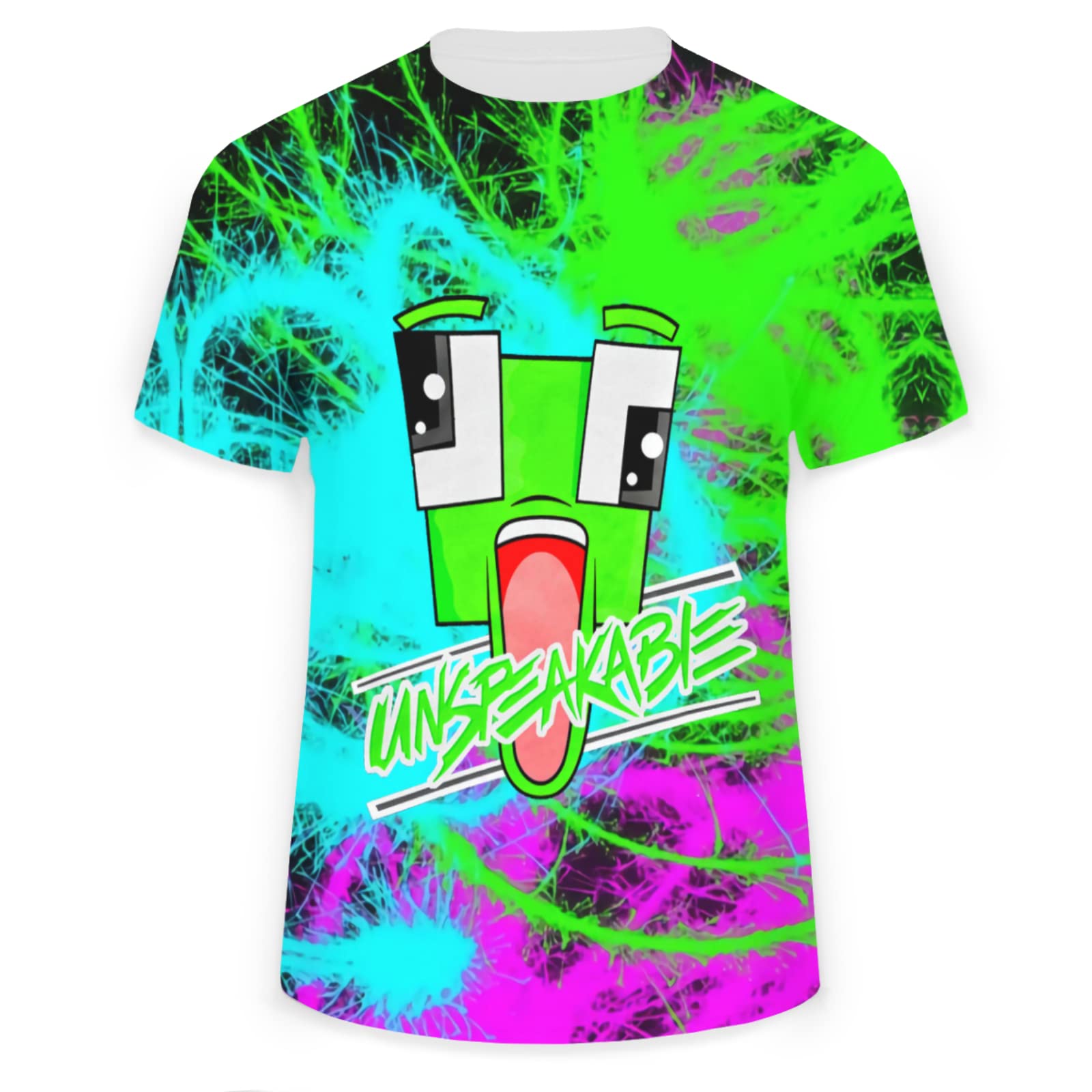 Uvkyy Boys' Short Sleeve Crewneck Tshirt Gaming t Shirts 3D Printed Graphic Tops for Teens Boys Girls Tee Small 8-10 Years Cyan-Blue
