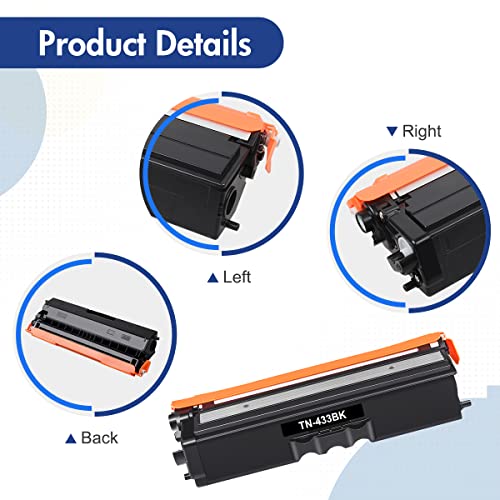 TN433BK Toner Cartridge 2-Pack Black High Yield Compatible Replacement for Brother TN433 TN-433 TN 433 for Brother MFC-L8900Cdw HL-L8360Cdw HL-L8260Cdw HL-L8360Cdwt 8900Cdw 8360Cdw Printer