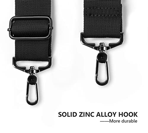 Shoulder Straps for Bags, 52" Adjustable Replacement Shoulder Strap for Laptop Bag, Universal Comfortable Computer Bag Belt with Metal Hooks for Crossbody Briefcase Duffel Messenger Bag Case, Black