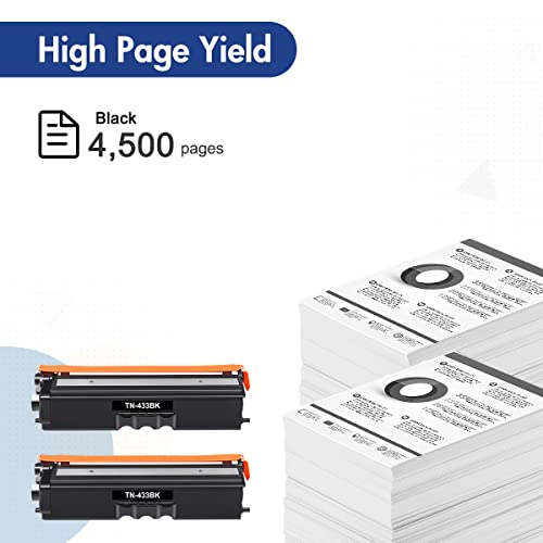TN433BK Toner Cartridge 2-Pack Black High Yield Compatible Replacement for Brother TN433 TN-433 TN 433 for Brother MFC-L8900Cdw HL-L8360Cdw HL-L8260Cdw HL-L8360Cdwt 8900Cdw 8360Cdw Printer