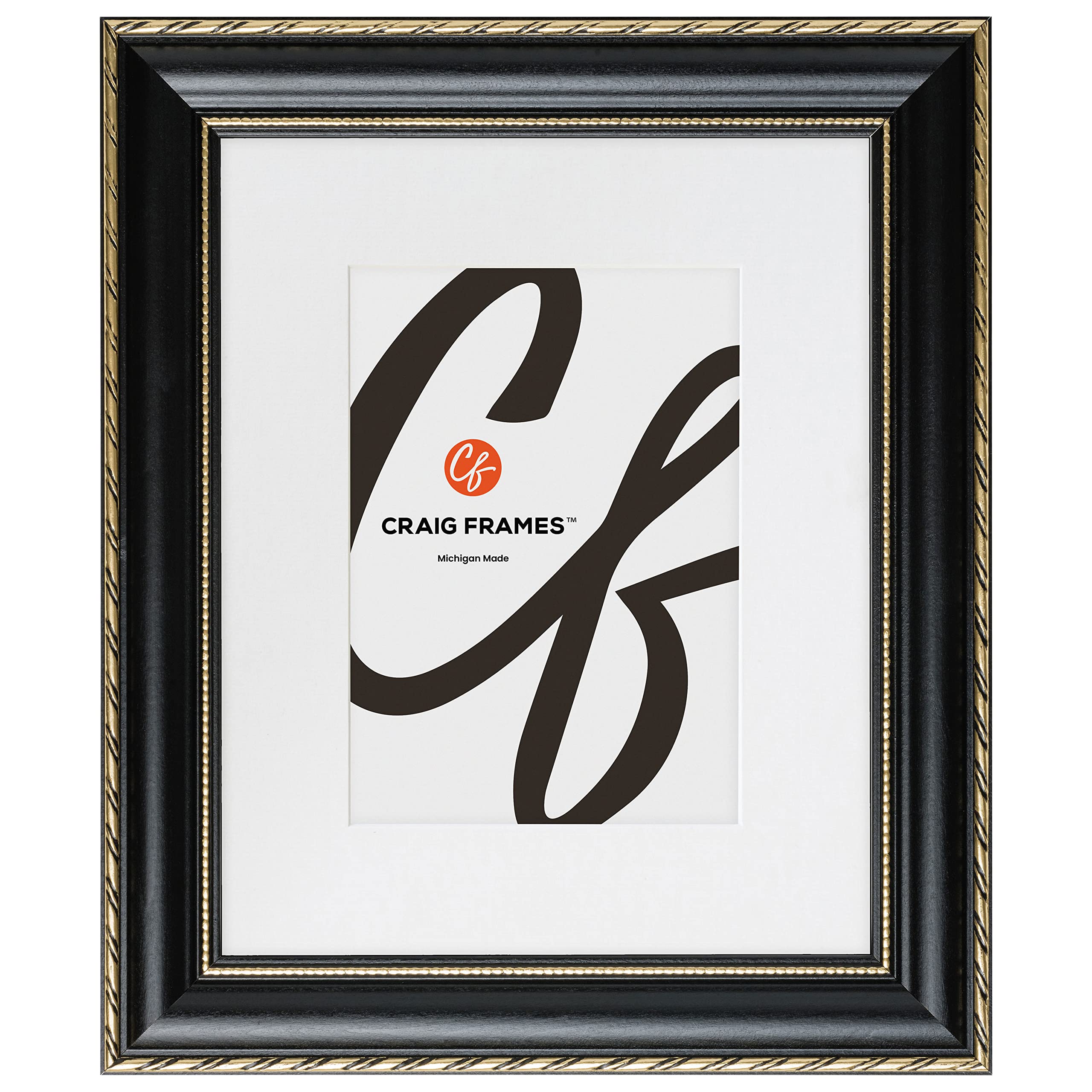 Craig Frames Victoria, 20x24 Picture Frame Matted for a 16x20 Photo, Ornate Black and Gold