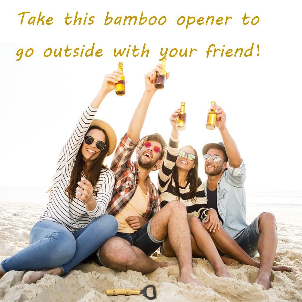2PCS Bamboo Bottle Openers,Beer Bottle Openers,Bartender Cool Bottle Openers,Soft Drinks-Handcraft Bamboo Handle(yellow)