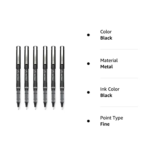 Pilot Precise V7 Stick Rolling Ball Pens Fine Point, Black Ink, 6 Pack