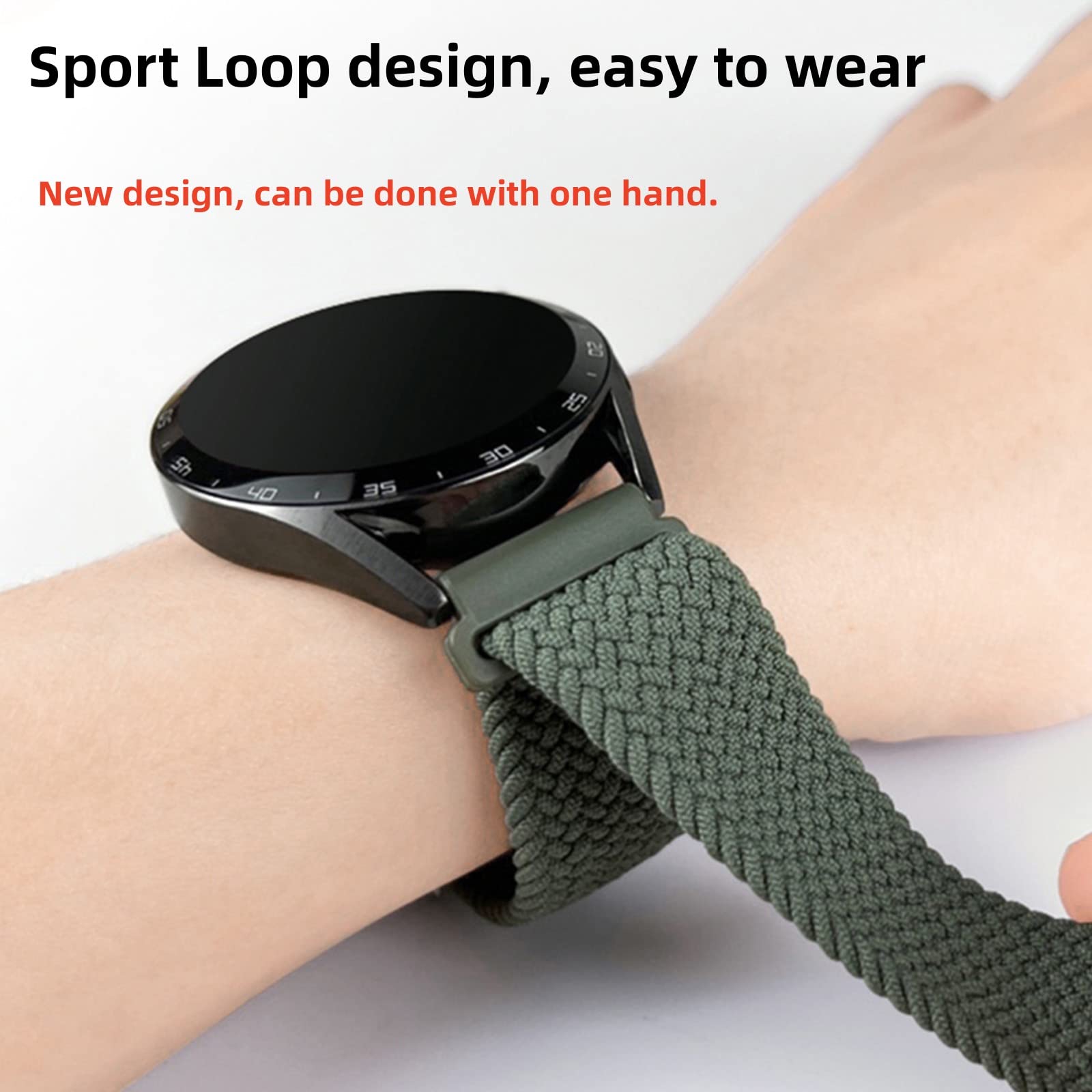Mazoft 20mm Bands Compatible with Samsung Galaxy 7 6 5 Pro 4 & 6 Classic Active 2 47mm 46mm 45mm 44mm 43mm 42mm 40mm Watch;Quick Release Replacement Nylon Braided band for Samsung Galaxy Watch 7 6 5