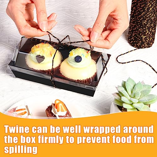 150 Pcs Paper Charcuterie Boxes with Clear Lids and Cotton Rope 5.5 Inches Disposable Food Containers Bakery Boxes for Dessert, Sandwich, Cupcake, Cookie, Chocolate, Strawberry (Black)