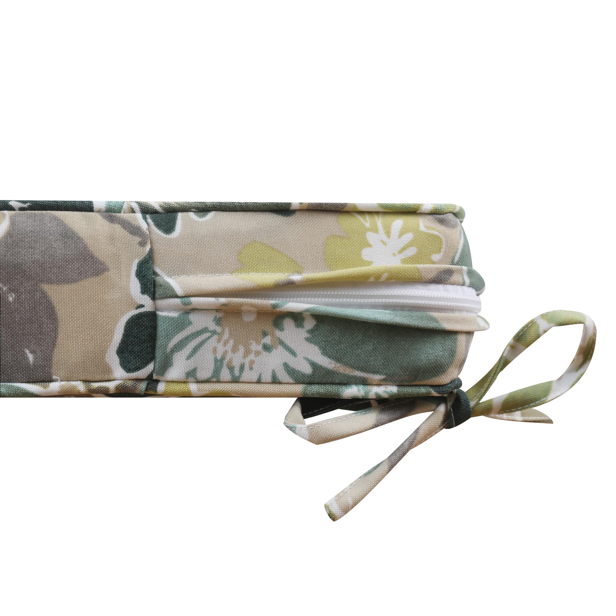 Magpie Fabrics Outdoor Bench Cushion 48 x 18 Inches, Settee Loveseat Pads with Handle and Ties for Garden Patio Backyard Porch Sofa Couch Swing (Green Floral)