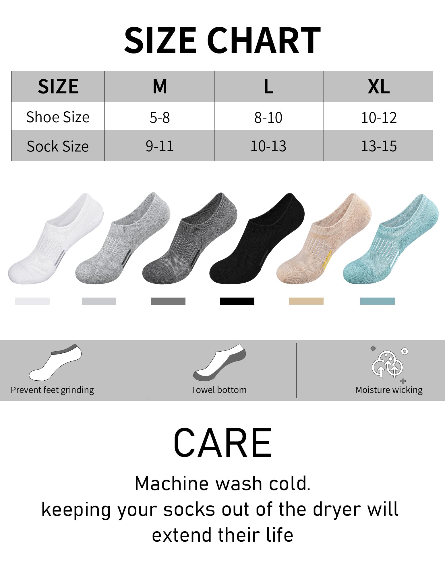 Airacker No Show Socks Womens Athletic Cushioned Low Cut Sports Running Ankle Socks for Women 6 Pairs
