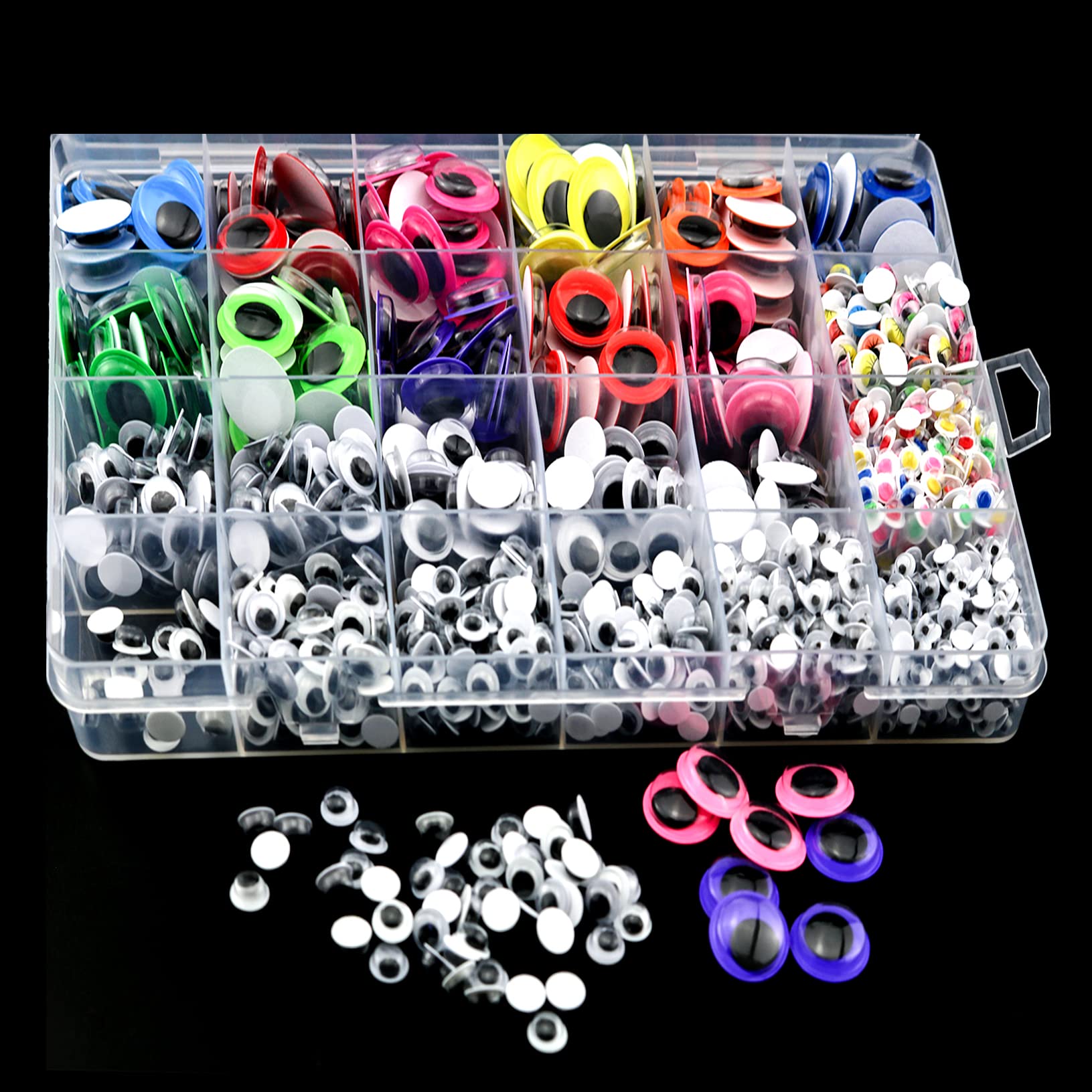 ZZHXSM 1700pcs Googly Wiggle Eyes for Craft Sticker Eyes, Multi Colors and Sizes, Self Adhesive