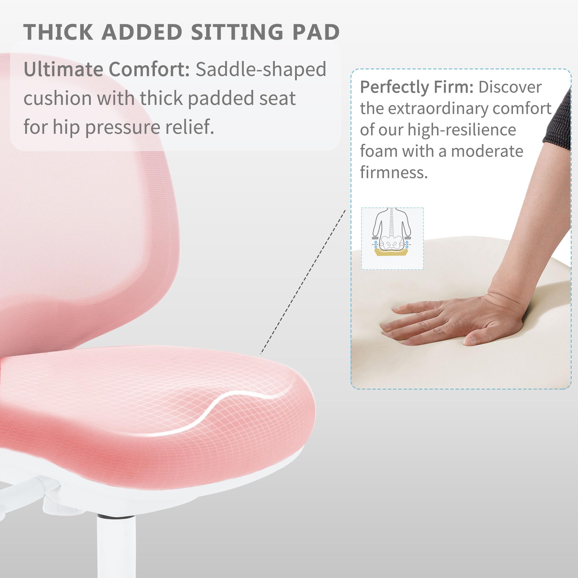 QualiSky Kids Desk Chair, Boy's Girl's Child Children Study Office Computer Chair, Ergonomic Design, Adjustable Height and Seat Depth (Peach Pink W/Armrests)