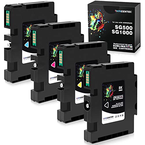 OFFICENTER Sublimation Ink Cartridge Compatible for Sawgrass Virtuoso SG500 SG1000 Printer(1*Magenta, 1*Black, 1*Cyan, 1*Yellow, 4-Pack)