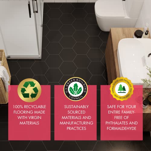 BaseCore HEX Hexagon Vinyl Flooring Black 5.75" DIY Self Adhesive Textured Modern Floor Tile Peel & Stick Tile | Sample Tile