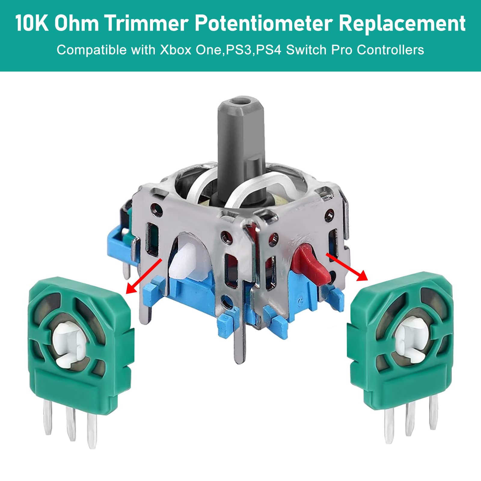 EEEKit 20pcs Replacement Trimmer Potentiometer Sensor for PS4 Controllers, 10k Ohm Trim-Pot Gasket Repair Parts for Xbox One PS3 PS4 Switch Pro Thumb Stick Analog Joystick