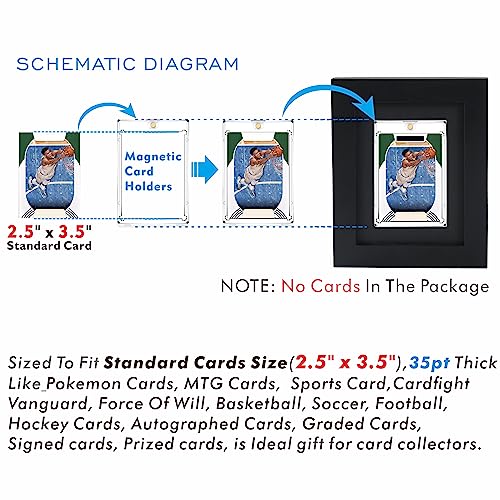 ZzHobbiEs 4 Grids Trading Cards Display Frame, Solid Wood Frame with 4 Pieces Magnetic Card Holder Wall Mount Or Table Stand Display for Football Basketball Collector Cards(Standard Cards, 4Grids)