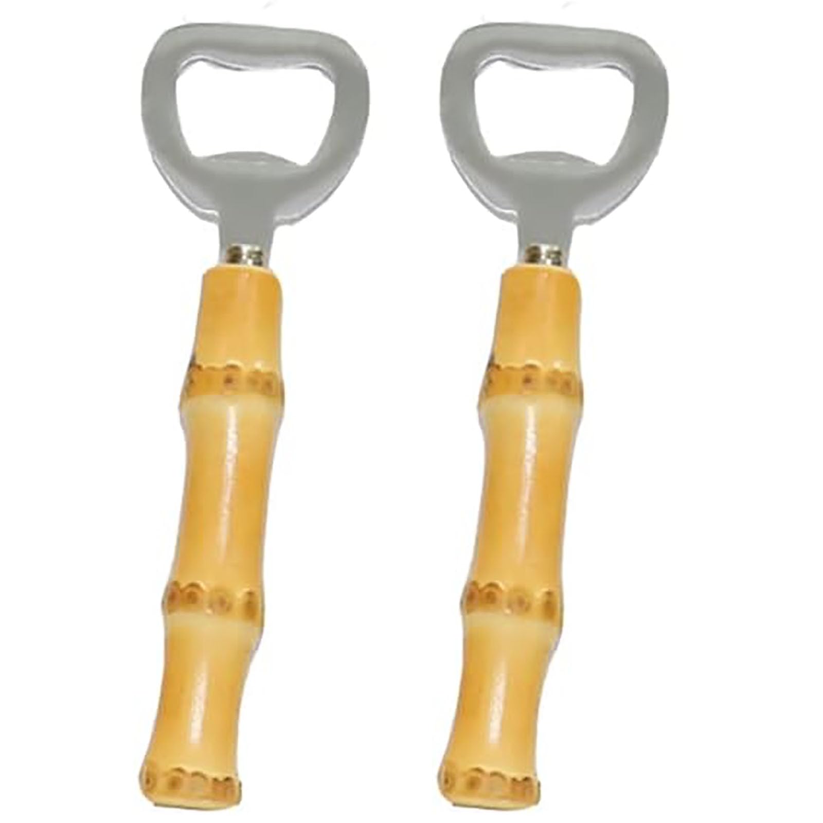 2PCS Bamboo Bottle Openers,Beer Bottle Openers,Bartender Cool Bottle Openers,Soft Drinks-Handcraft Bamboo Handle(yellow)
