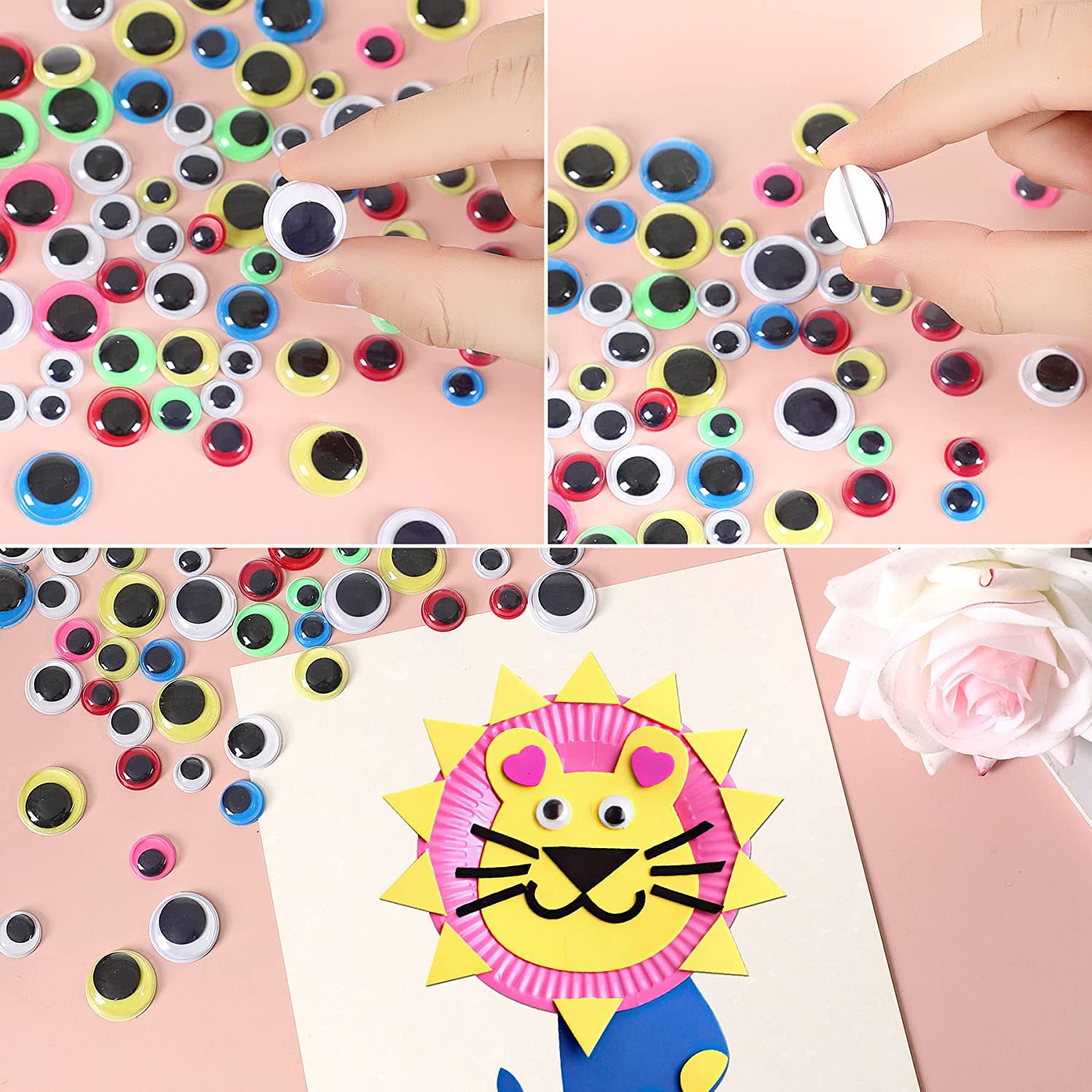 ZZHXSM 1700pcs Googly Wiggle Eyes for Craft Sticker Eyes, Multi Colors and Sizes, Self Adhesive