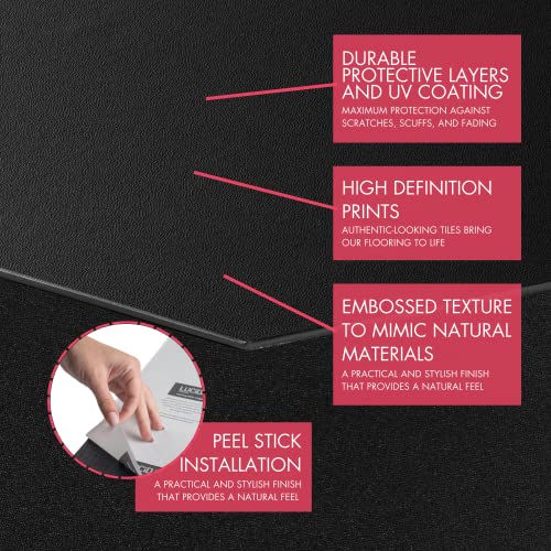 BaseCore HEX Hexagon Vinyl Flooring Black 5.75" DIY Self Adhesive Textured Modern Floor Tile Peel & Stick Tile | Sample Tile