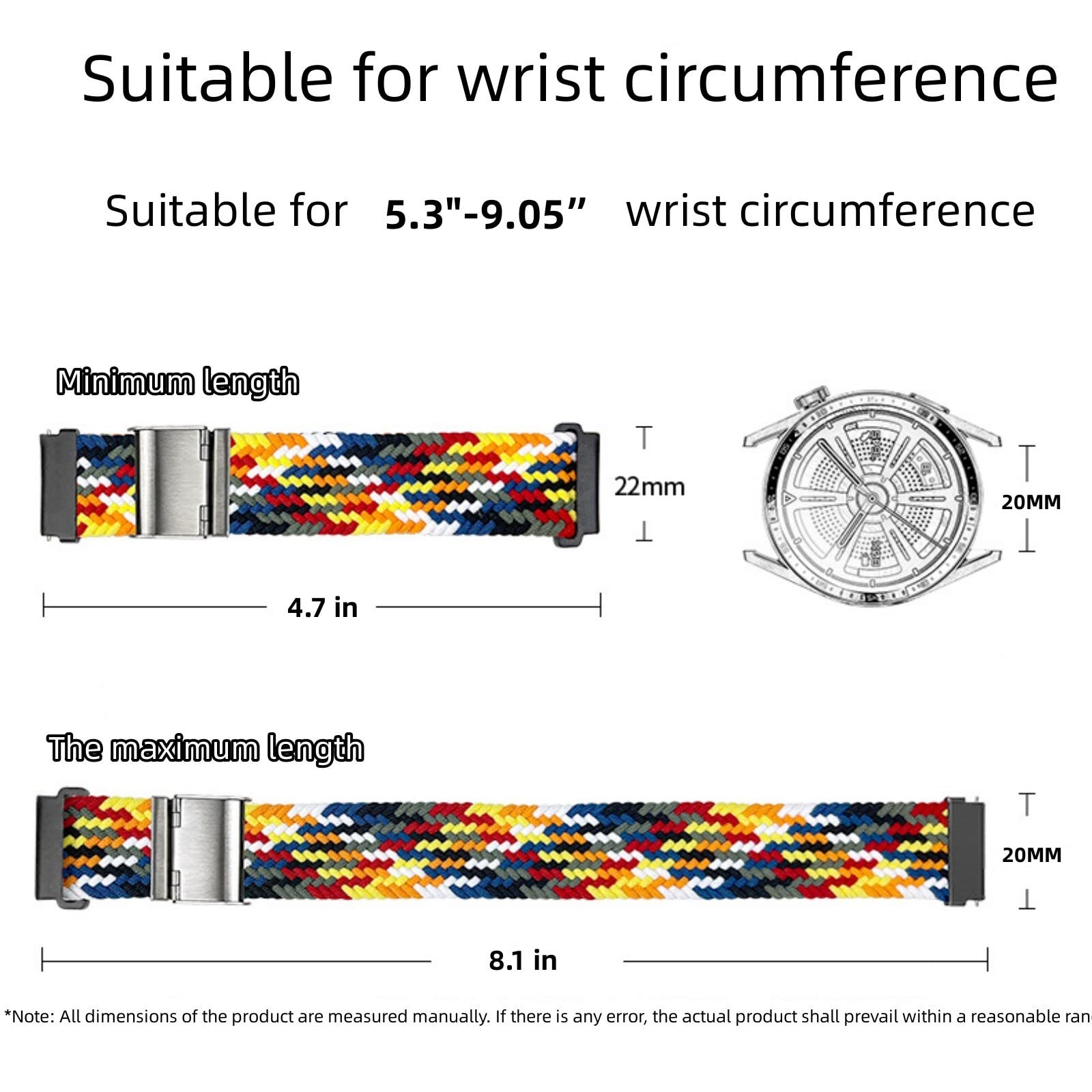 Mazoft 20mm Bands Compatible with Samsung Galaxy 7 6 5 Pro 4 & 6 Classic Active 2 47mm 46mm 45mm 44mm 43mm 42mm 40mm Watch;Quick Release Replacement Nylon Braided band for Samsung Galaxy Watch 7 6 5